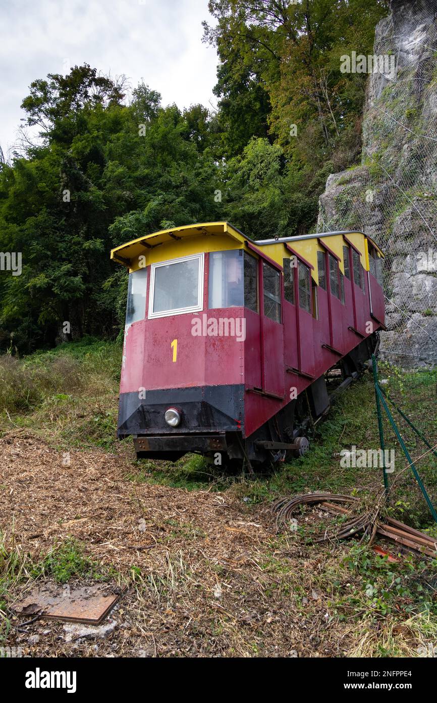 SAN PELLEGRINO, LOMBARDY/ITALY - OCTOBER 5 : View of an old Funicular ...