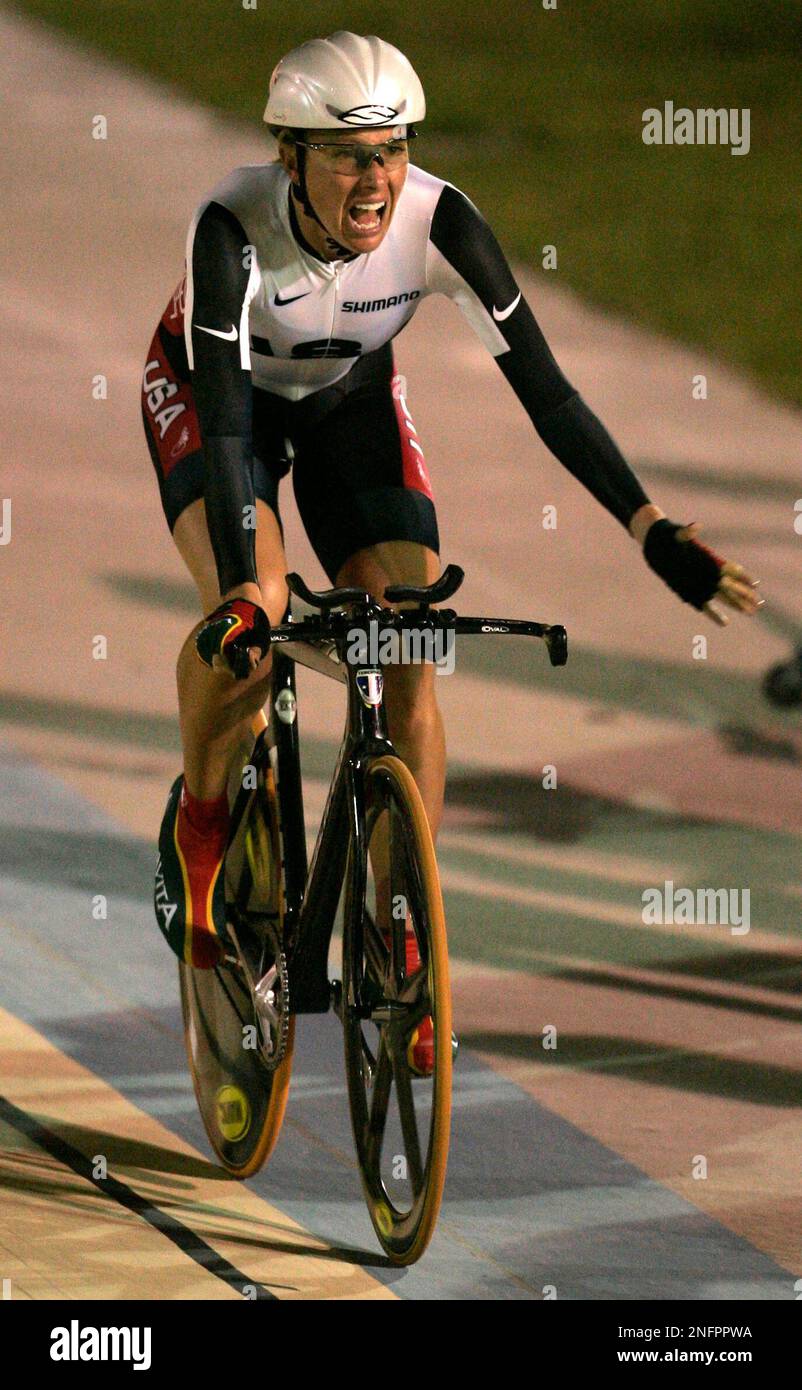 US Dotsie Bausch celebrates after winning the gold medal in the Women's ...