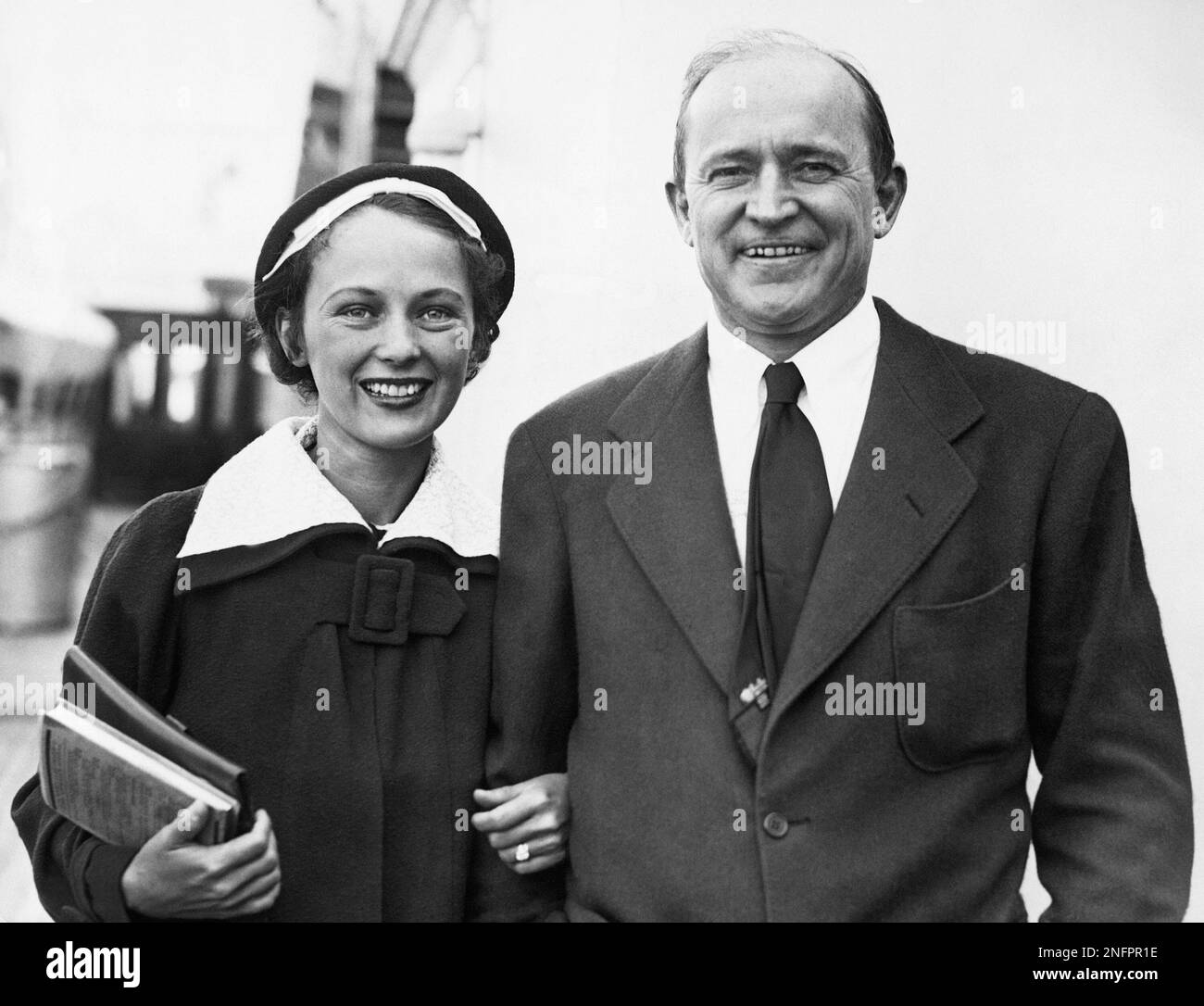 Merian C. Cooper and his wife Dorothy Jordan are shown aboard the liner ...