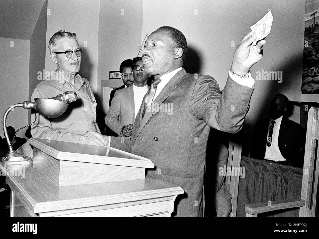 Dr. Martin Luther King Jr. (right) who is visiting Mississippi to drum ...