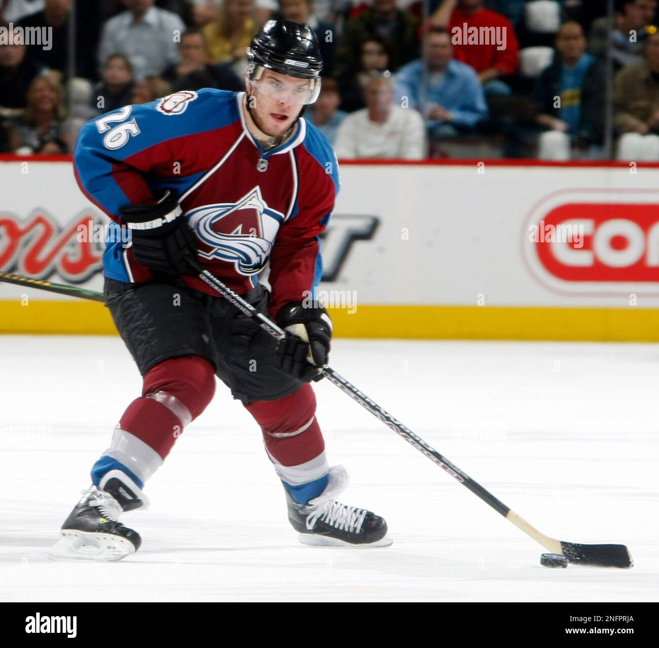 Colorado Avalanche center Paul Stastny moves the puck against the ...