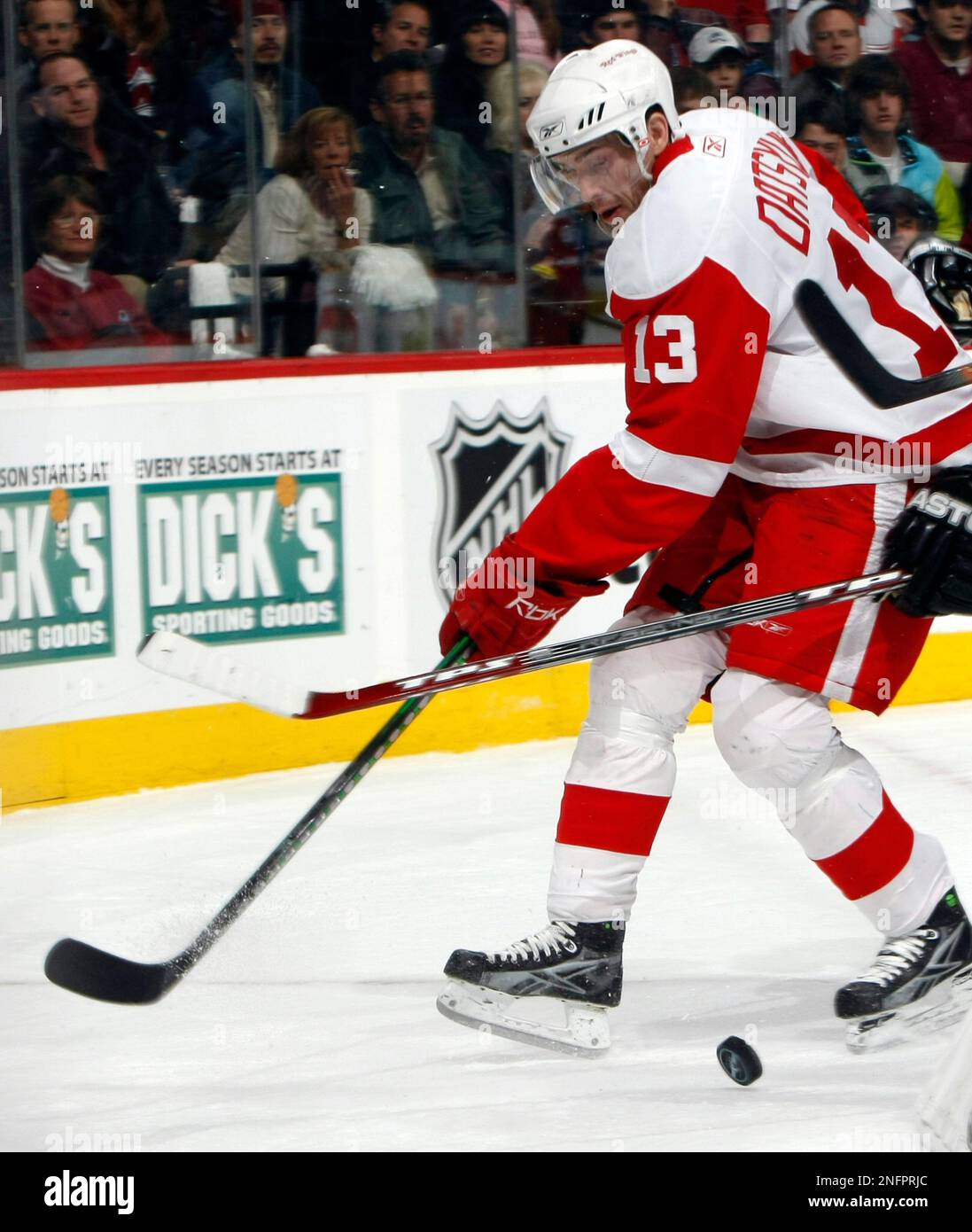 Detroit Red Wings center Pavel Datsyuk from Russia moves the puck ...