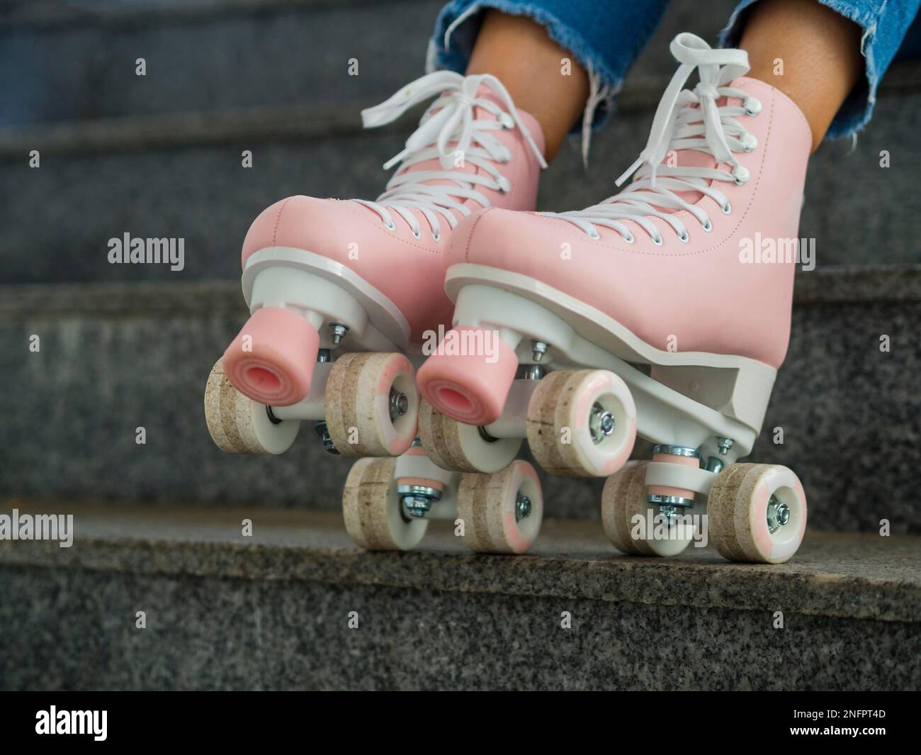 side view roller skates stairs. High resolution photo Stock Photo - Alamy