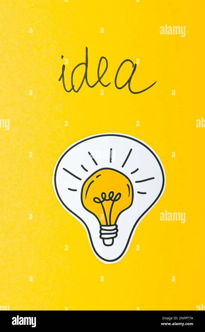 light bulb idea concept yellow background. High resolution photo Stock ...