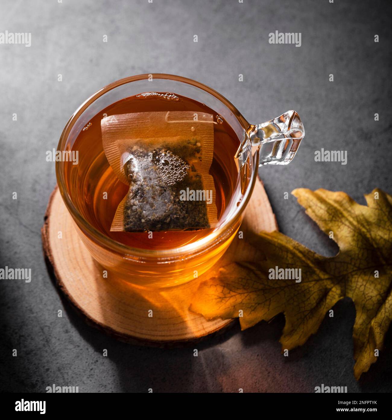 beverage with tea bag top view Stock Photo - Alamy