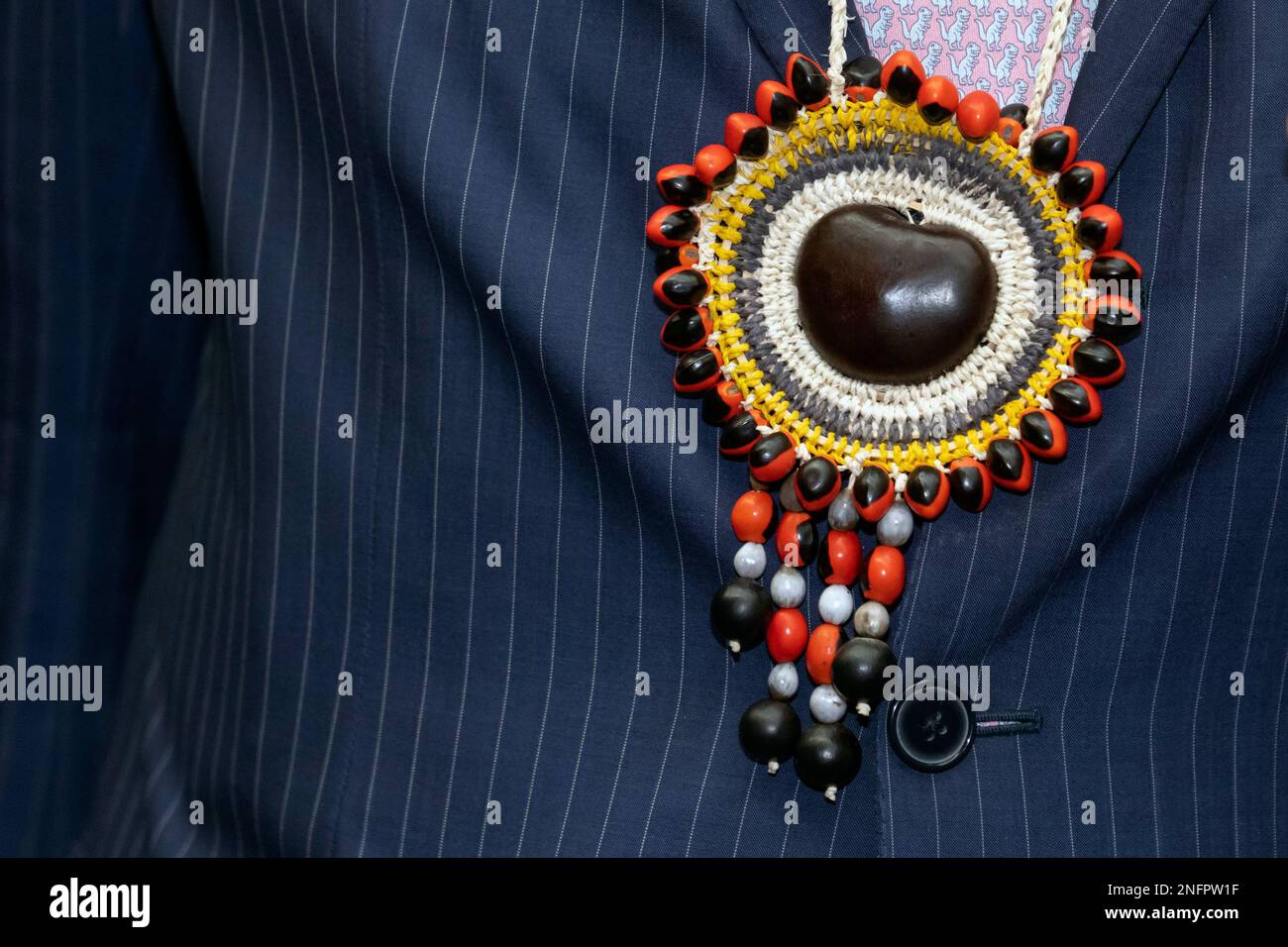 King Charles III wears a necklace given by Amazon Indigenous leader ...