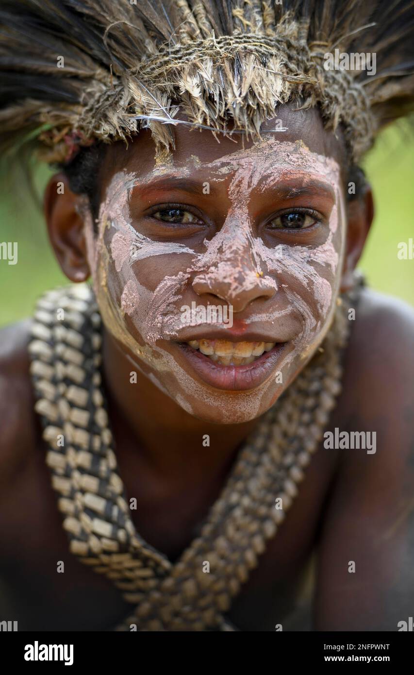 Portrait of a native boy, Mutin village, Lake Murray, Western Province ...