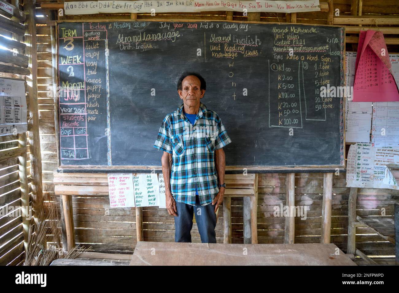Local teacher in a school in the village of Upovia, Lake Murray ...