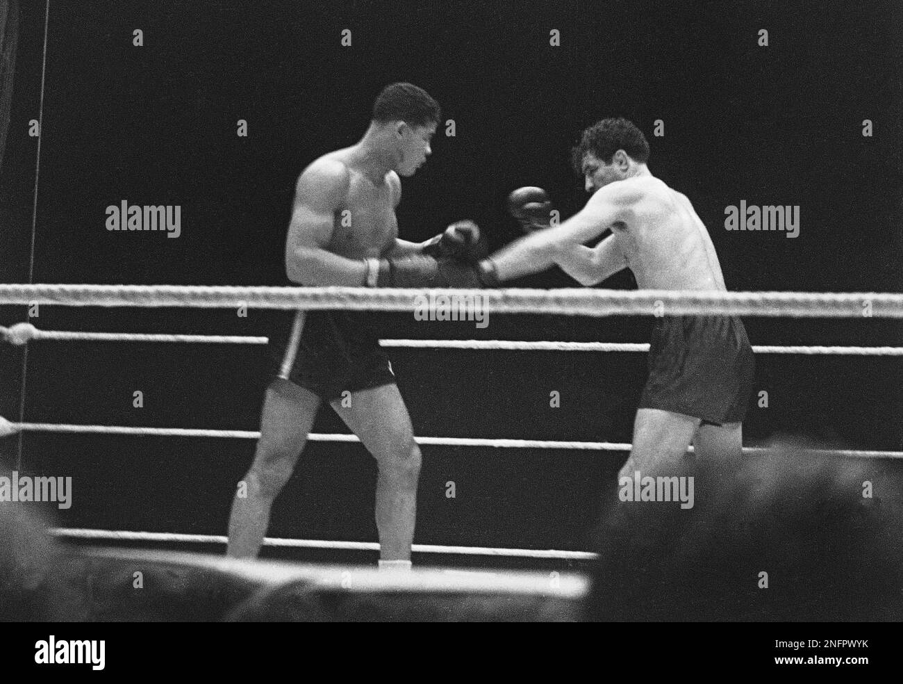 Joe Louis, left, with his opponent Max Baer shown on Sept.24, 1935 at ...