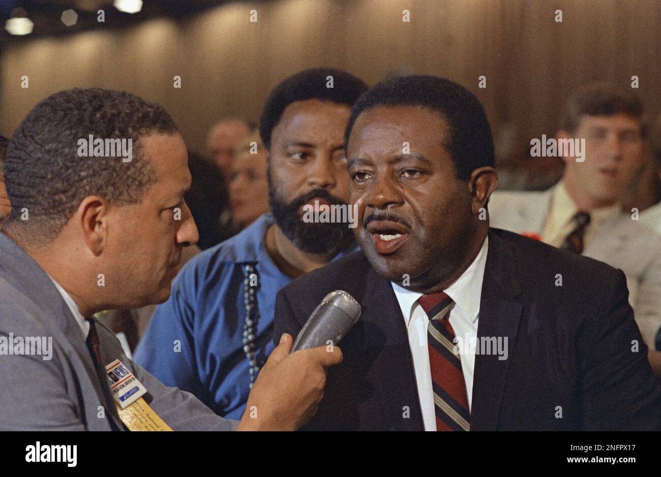 Civil rights leader Rev. Ralph Abernathy speaks to a newsman on the ...