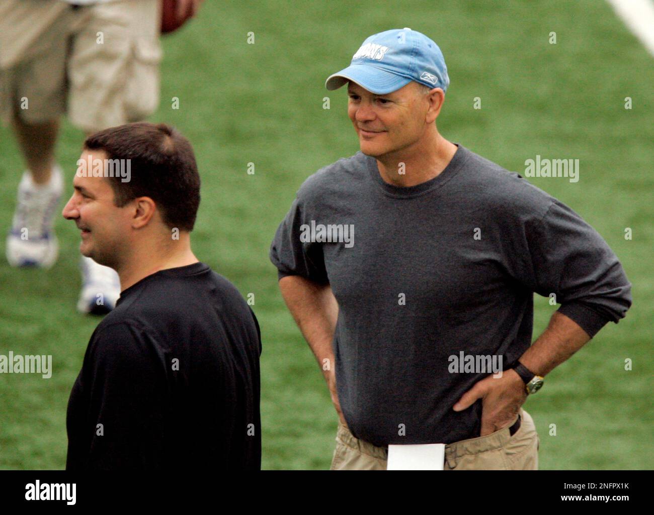 Detroit Lions coach Rod Marinelli, right, and defensive line coach Joe ...