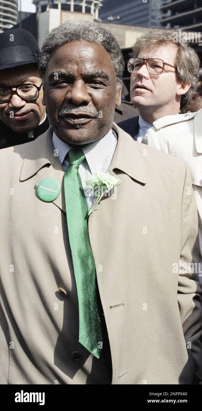 Chicago Mayor Harold Washington, shown attending the St. Patrick's Day Parade on March 17,1983 ...