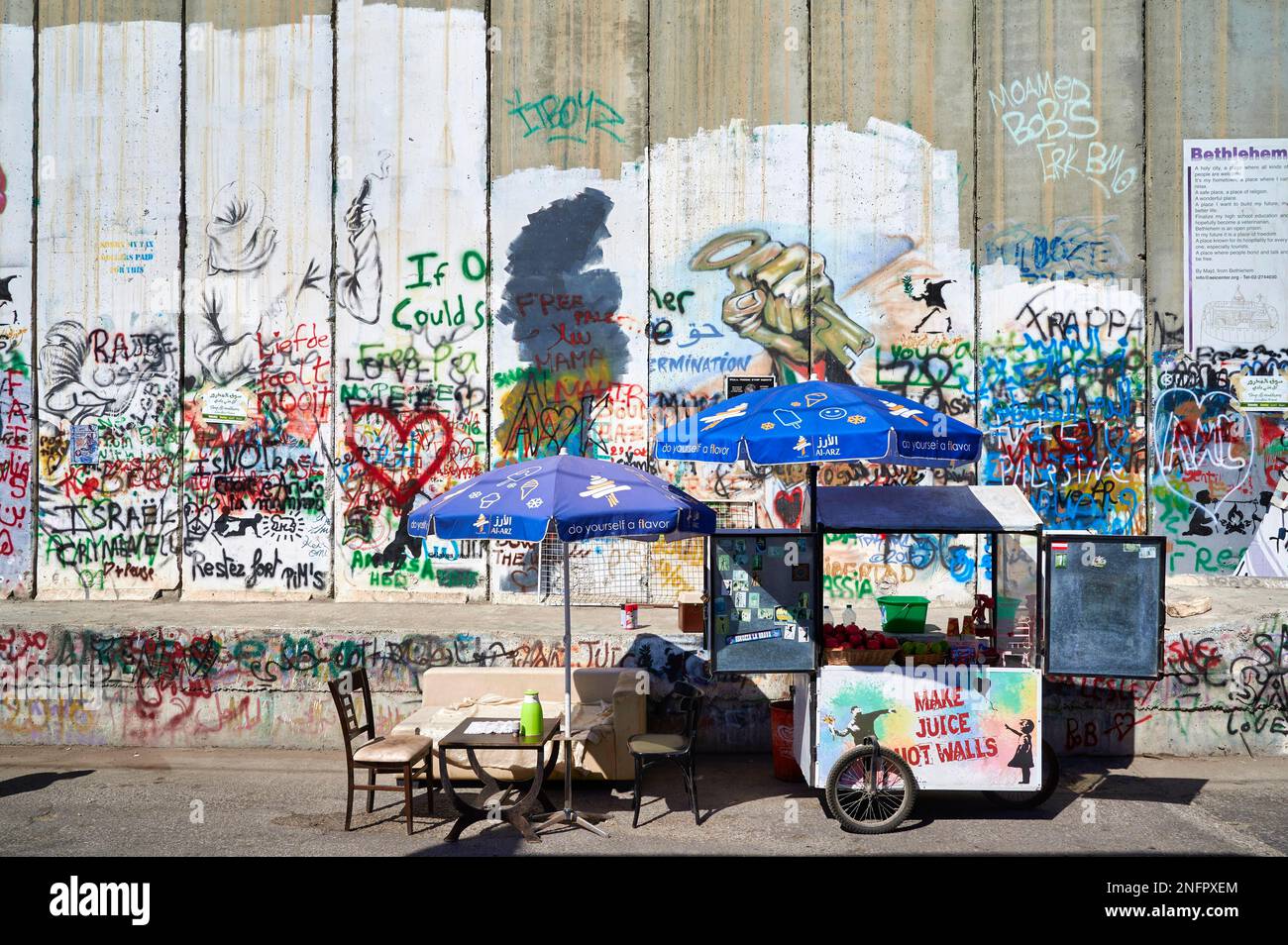 Jerusalem Israel. The west bank separation wall in Bethlehem Stock ...