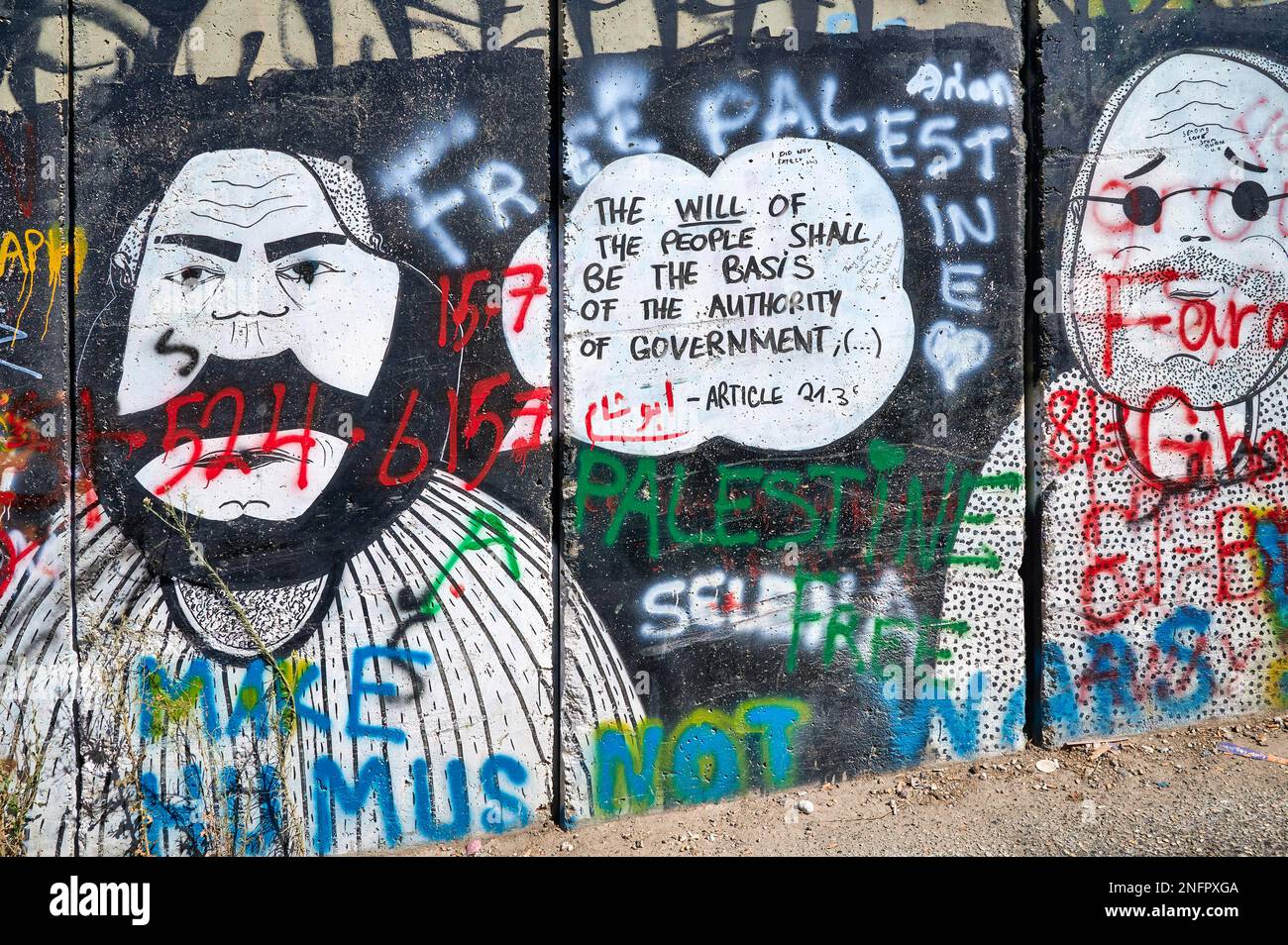 Jerusalem Israel. The west bank separation wall in Bethlehem Stock ...