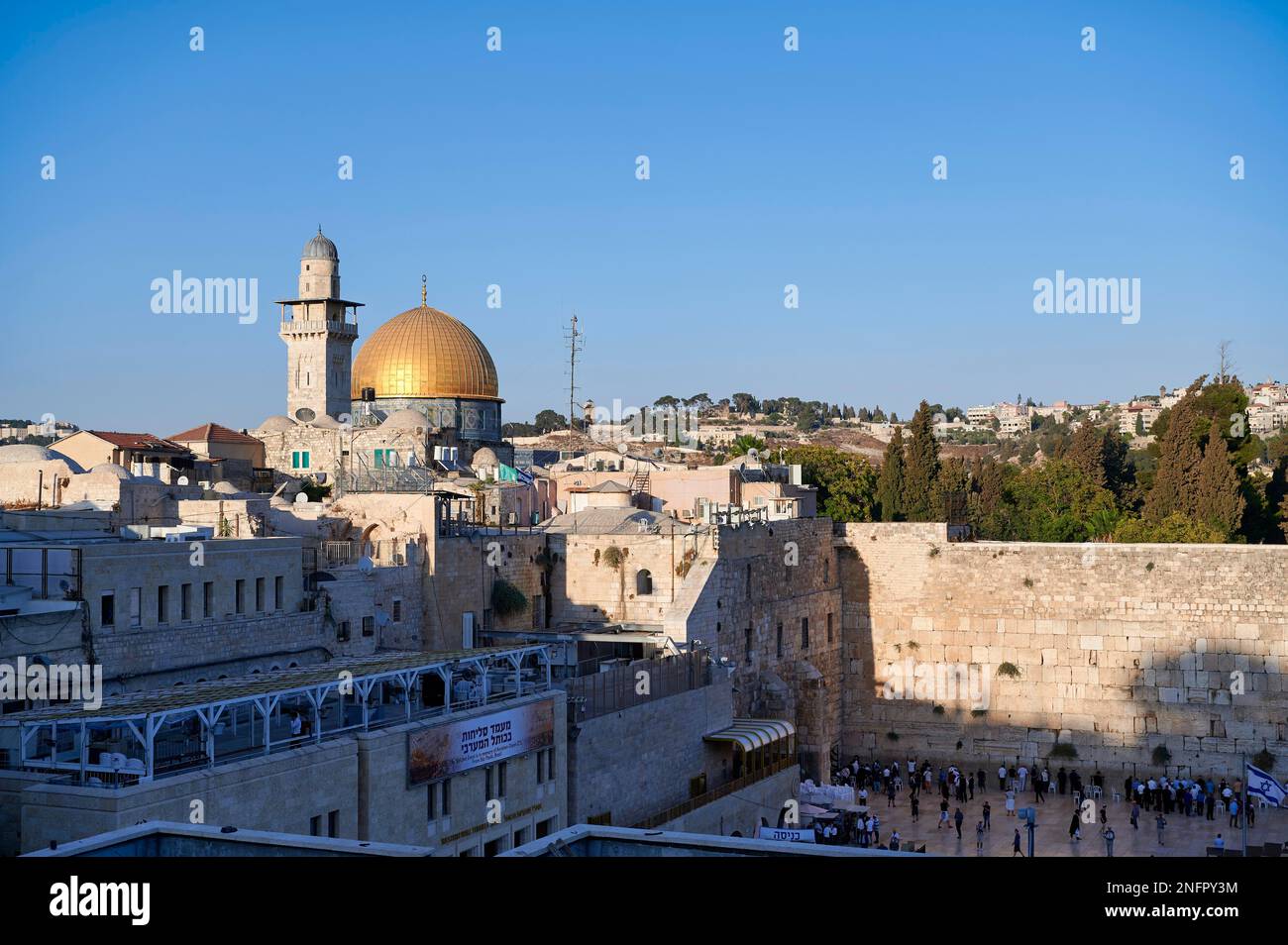 Jerusalem Israel. Dome of the rock, temple mount and wailing wall Stock ...