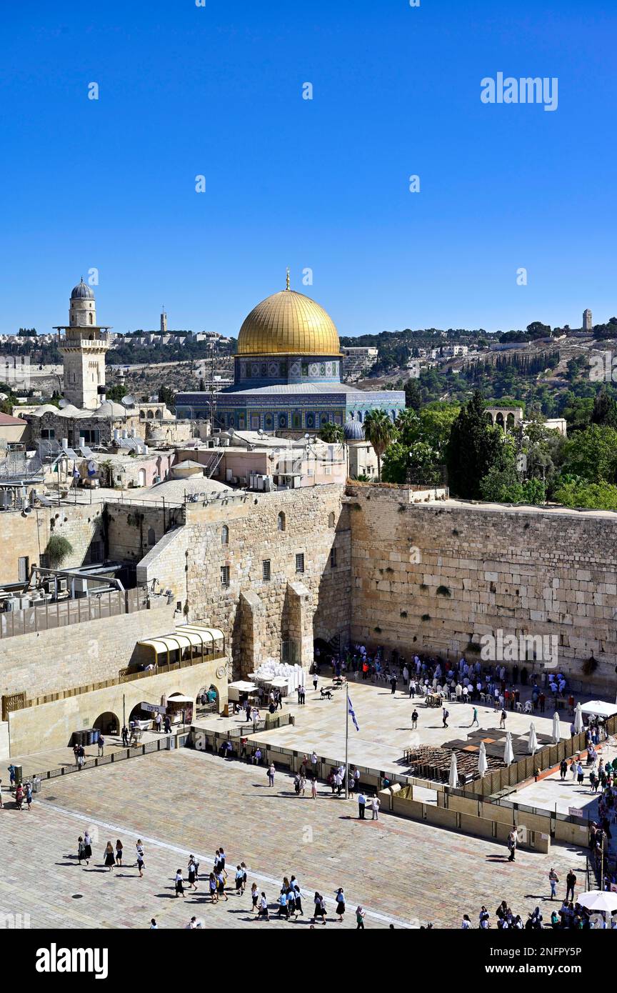 Jerusalem Israel. Elevated view of Temple Mount, Dome of the Rock ...