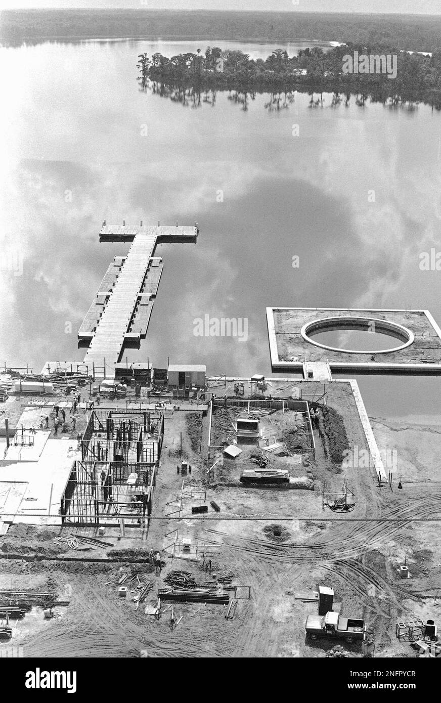 This is a view of the dock and teen swimming pool in the Bay Lake at ...
