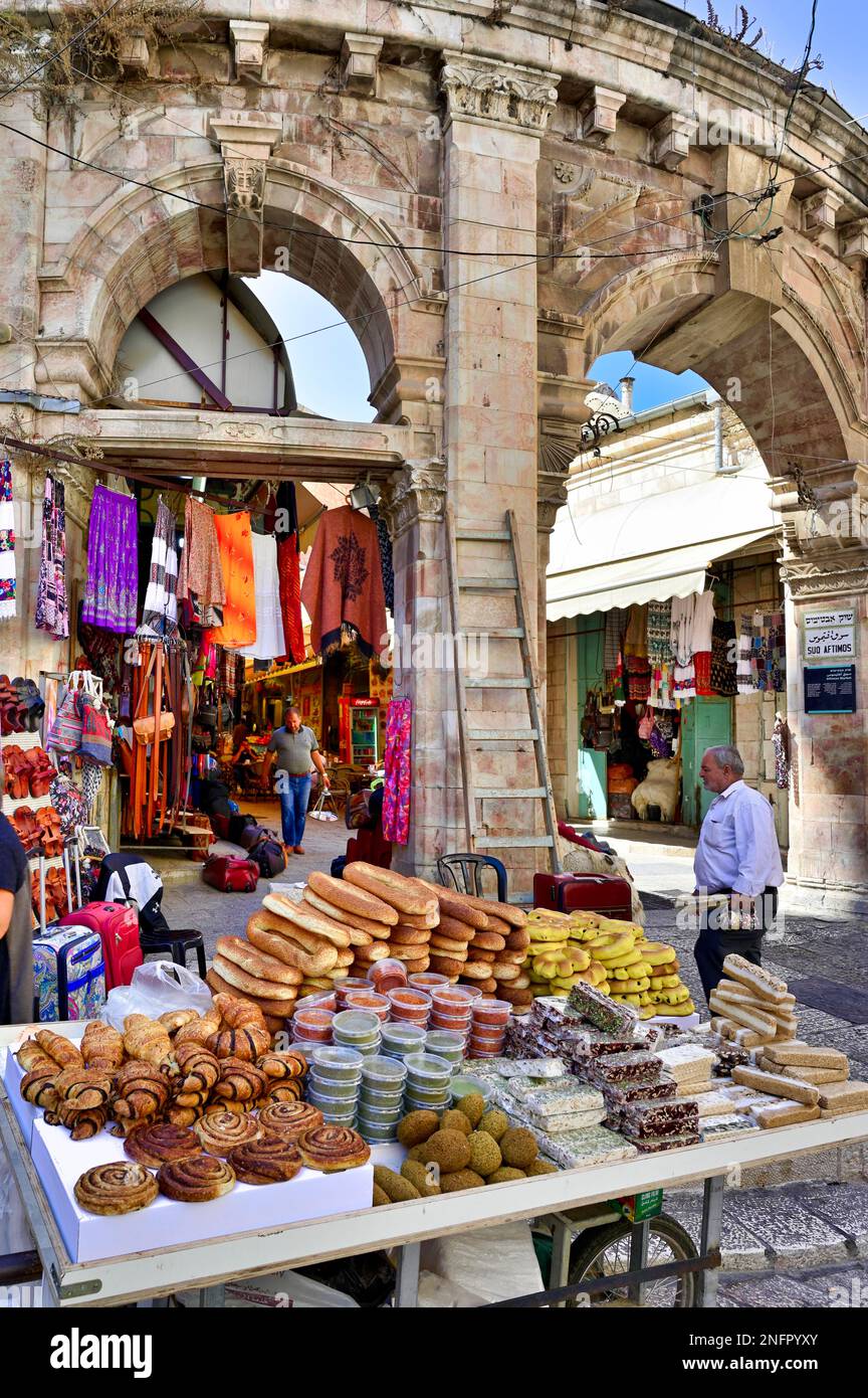 Jerusalem Israel. Bread and sweets stall in the old city Stock Photo ...