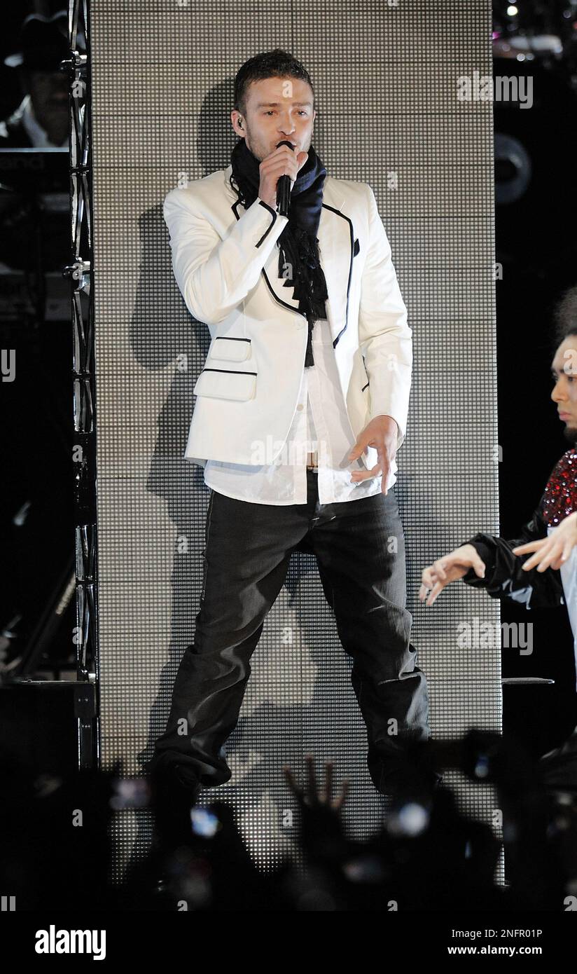 Singer Justin Timberlake performs with Madonna at a special concert to ...