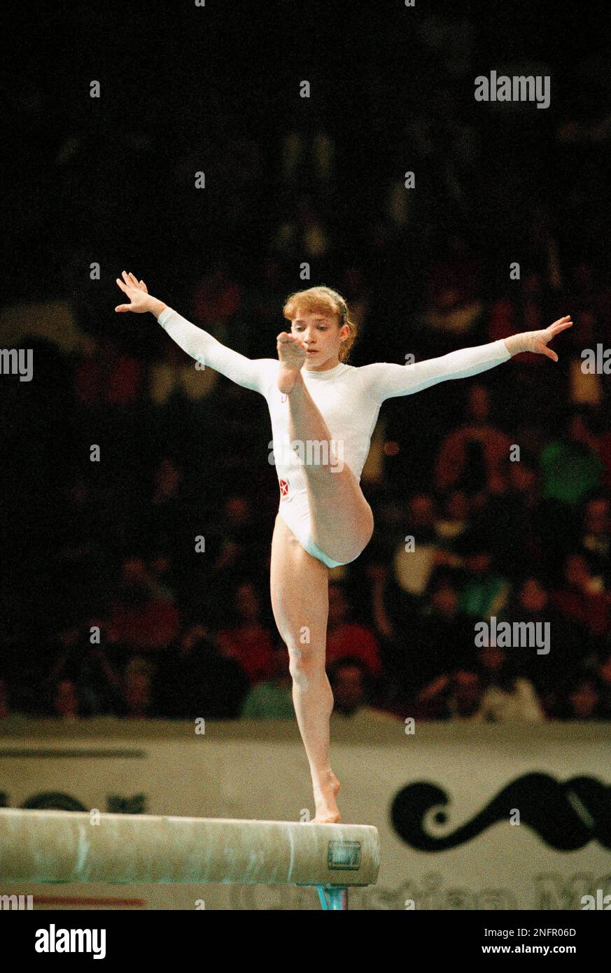 Kim Zmeskal from Houston, Texas, performs on the balance beam on her ...