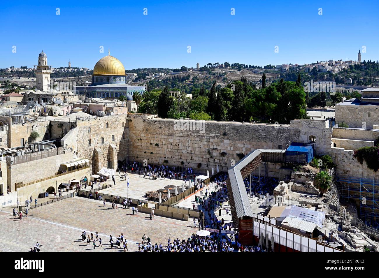 Jerusalem Israel. Elevated view of Temple Mount, Dome of the Rock ...