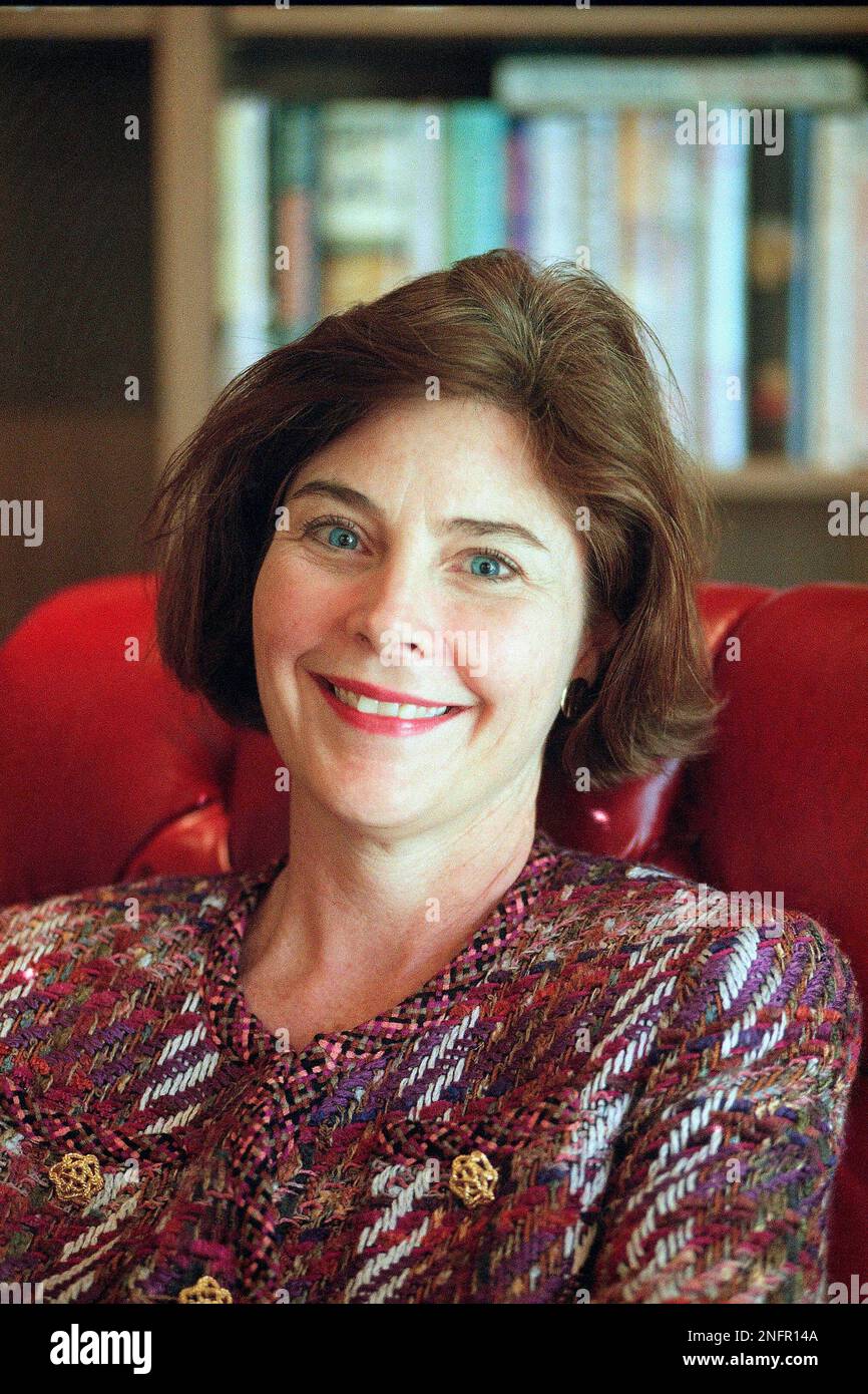 Laura Bush, Texas’ First Lady-in-waiting, smiles during an interview at ...