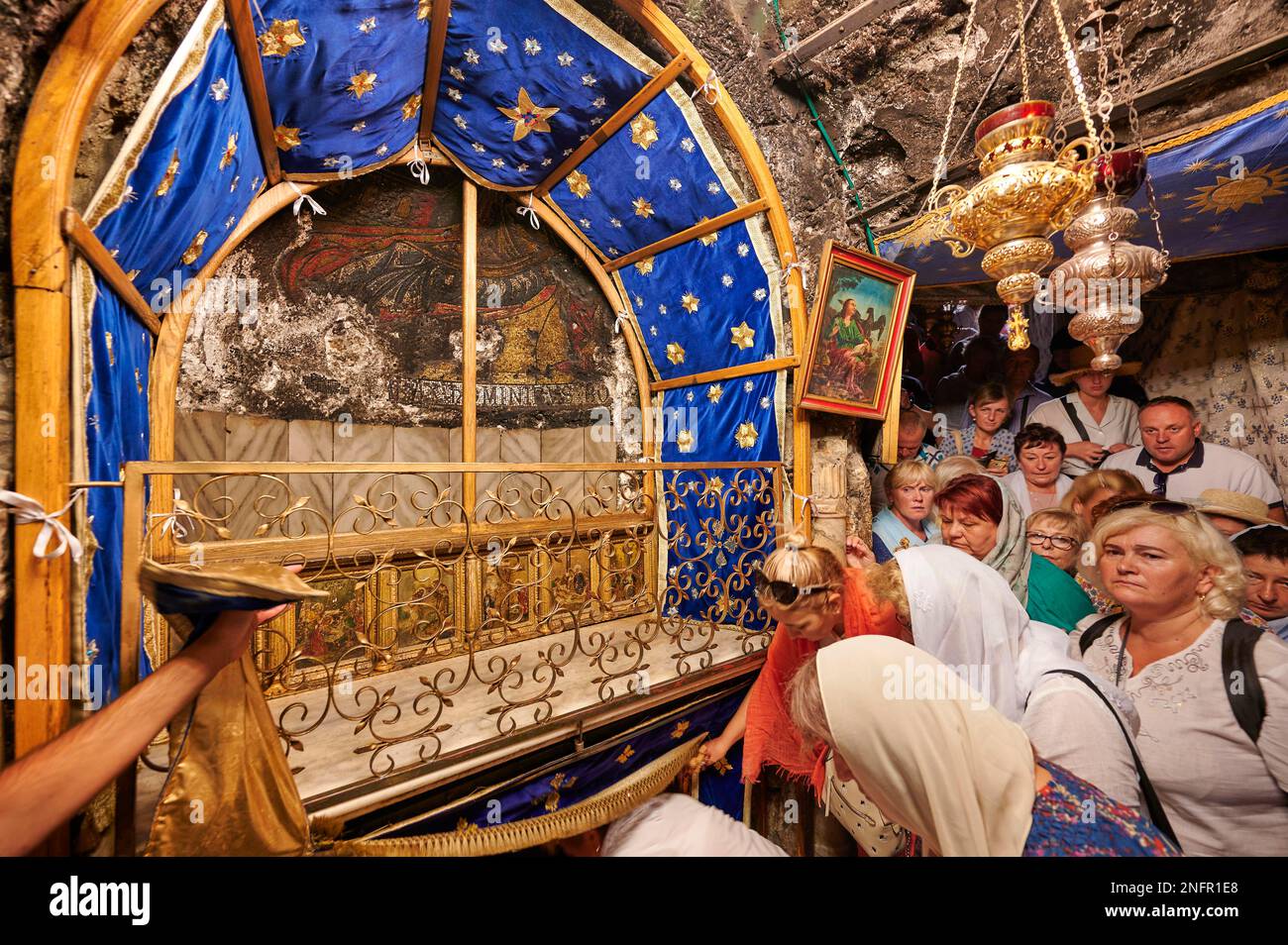 Jerusalem Bethlehem Israel. The grotto of the nativity birthplace of ...