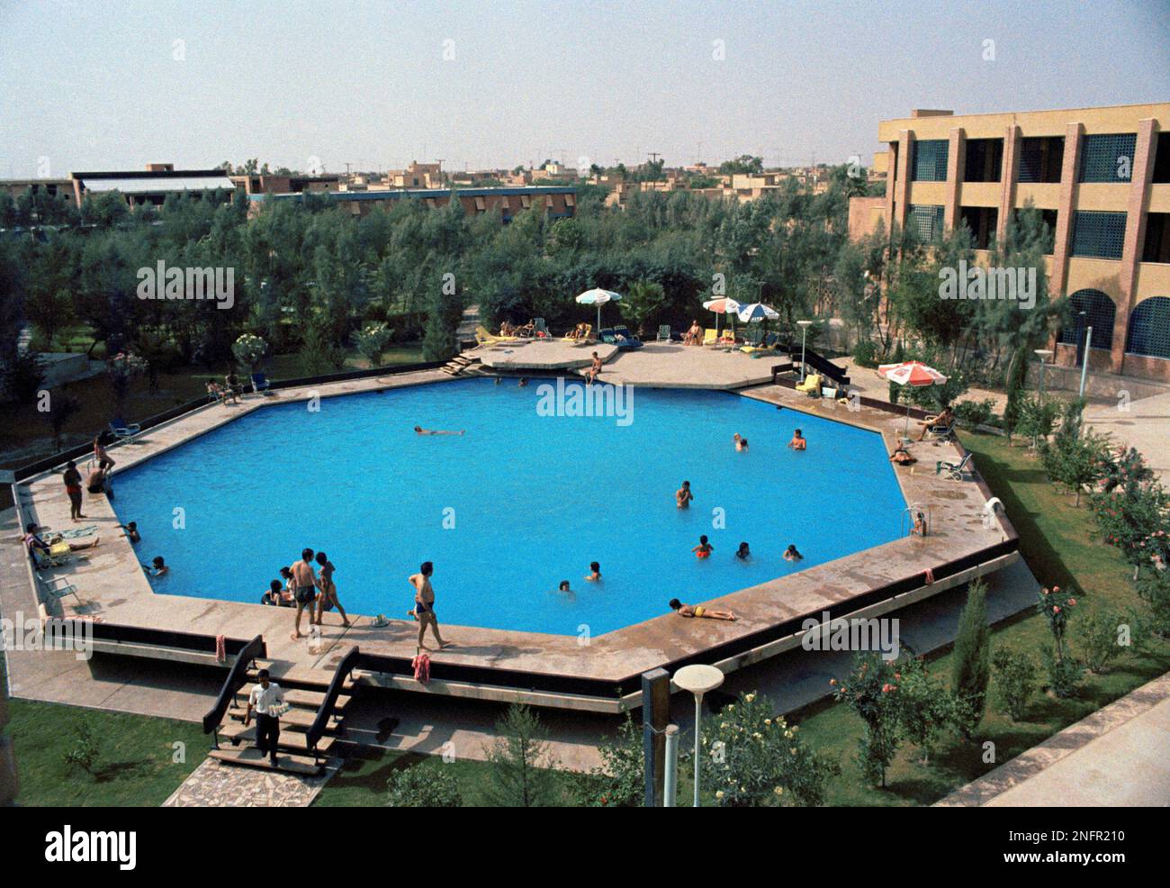 An octagonal swimming pool at the guest house of the Iranian National ...
