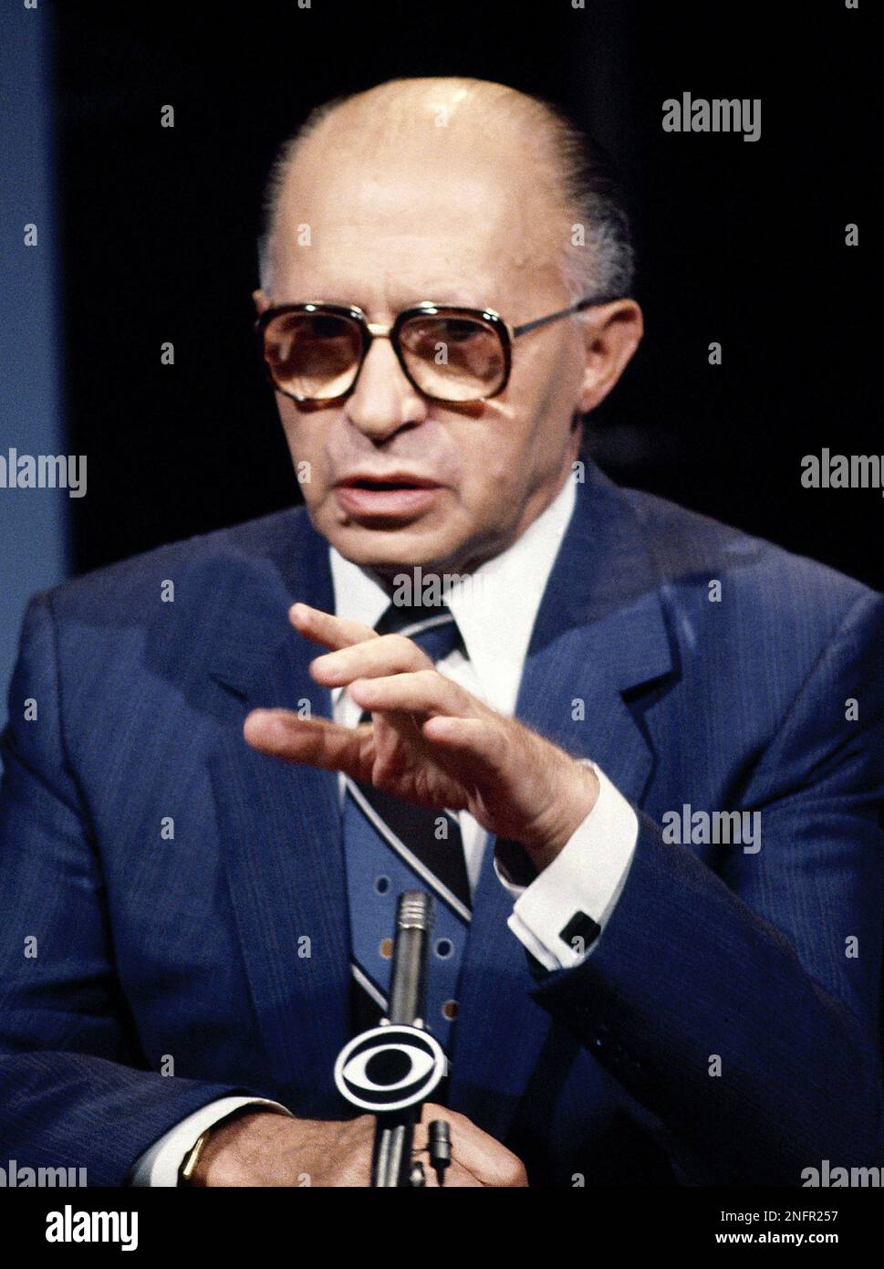 Israeli Prime Minister Menachem Begin speaks on national television ...