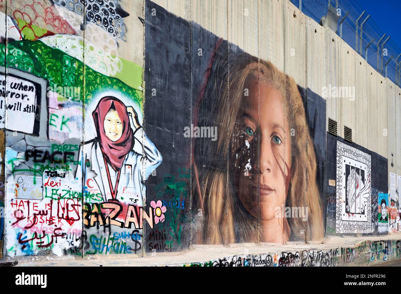 Jerusalem Israel. The west bank separation wall in Bethlehem Stock ...