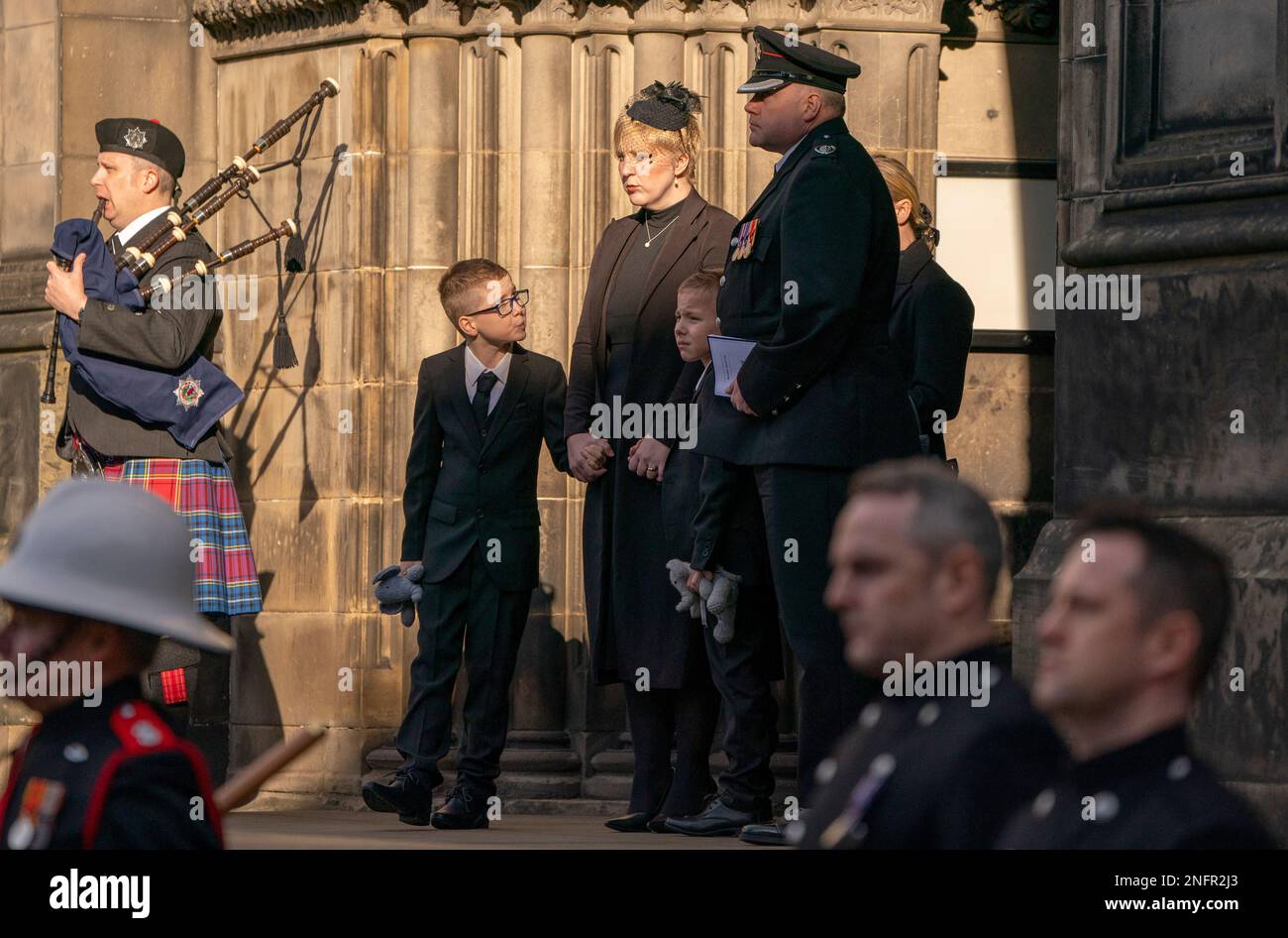 Shelley, widow of Barry Martin with their eight-year-old twins Oliver ...