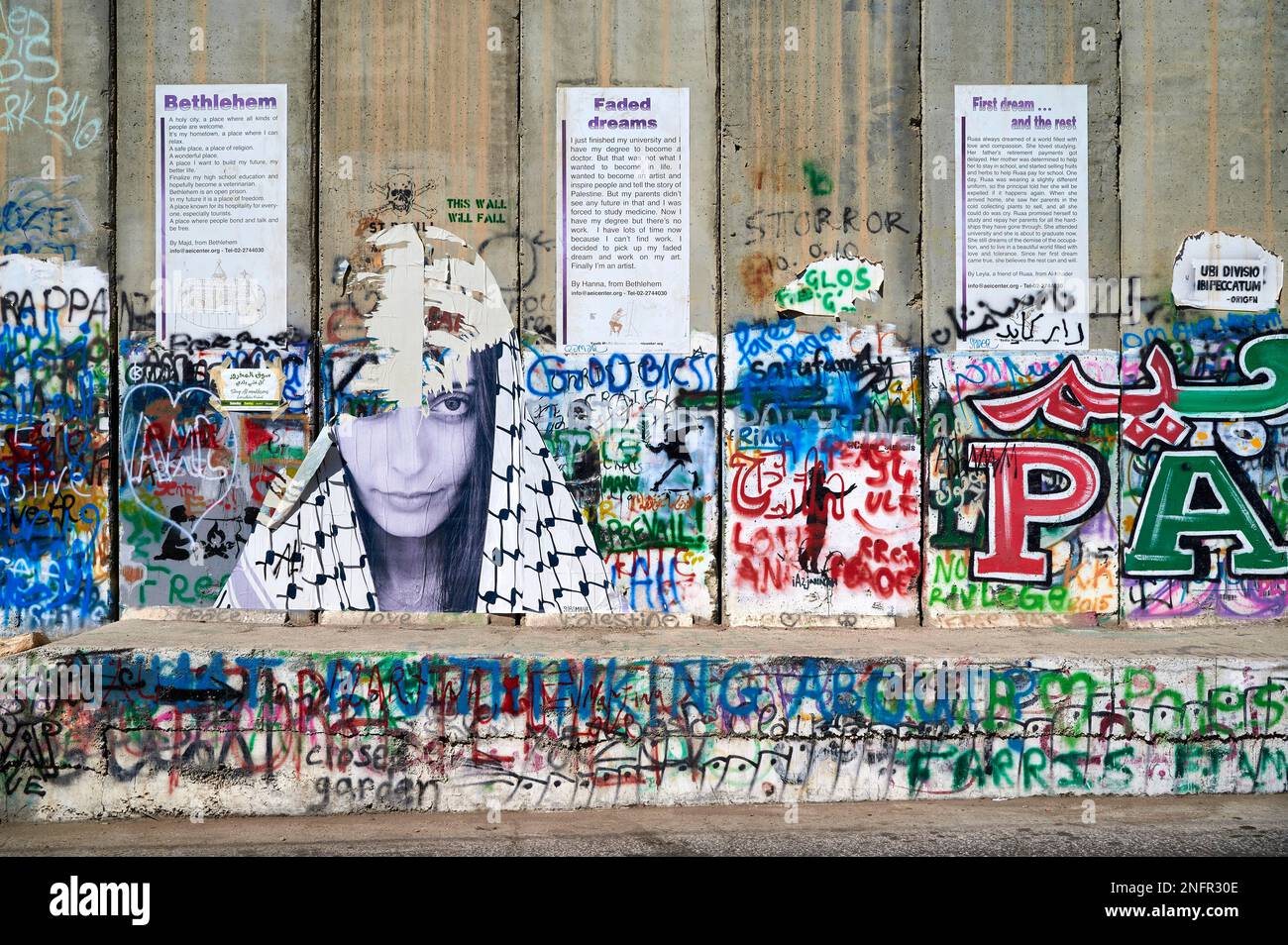 Jerusalem Israel. The west bank separation wall in Bethlehem Stock ...