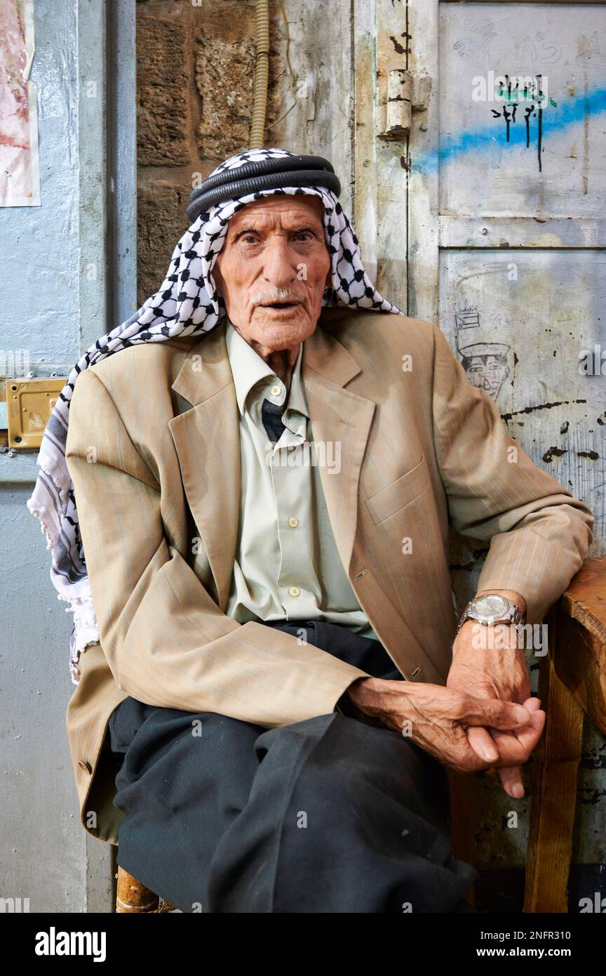 Jerusalem Israel. Portrait of a palestinian man in the souq of the old ...