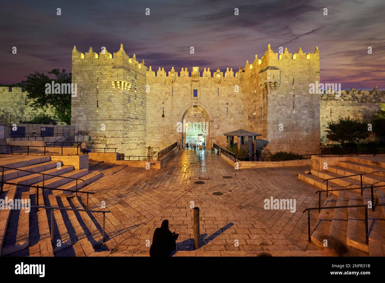 Jerusalem Israel. Damascus gate at sunset Stock Photo - Alamy