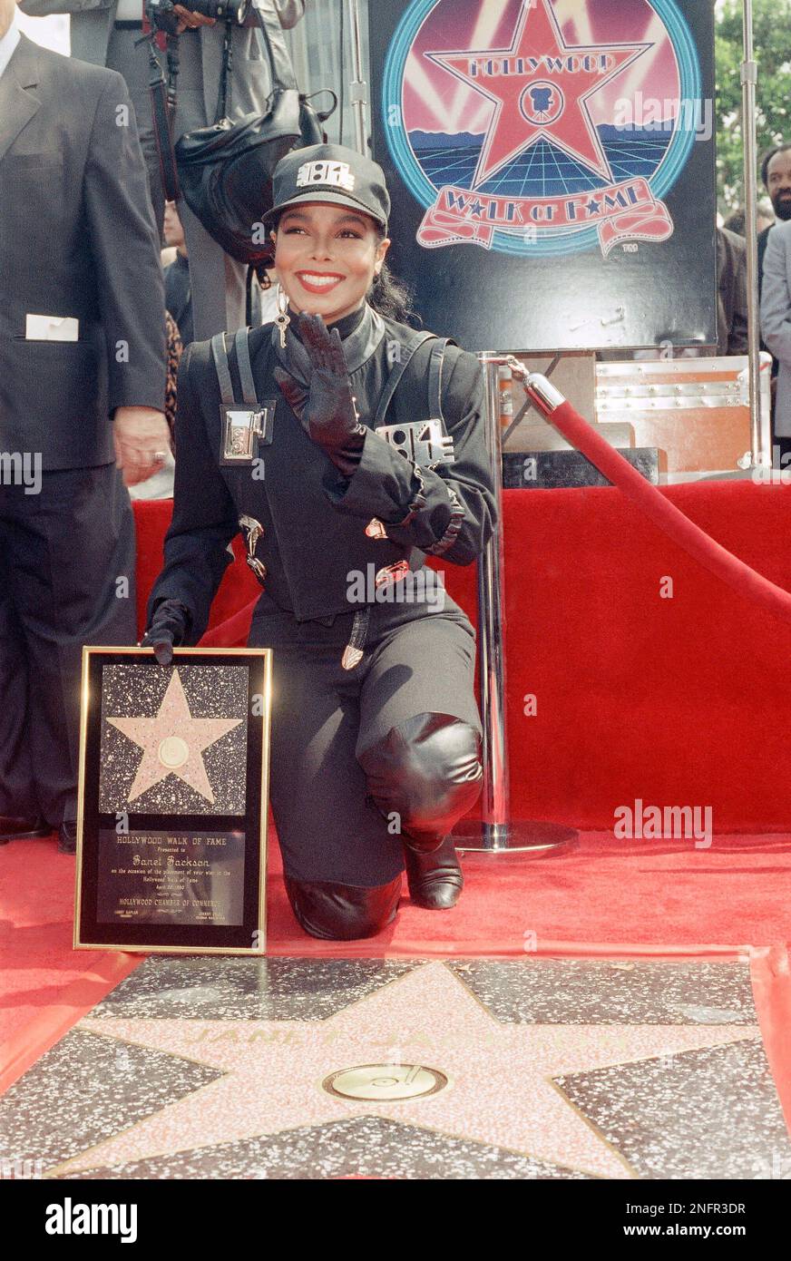 Singing star Janet Jackson waves to fans as she unveils her star on the ...