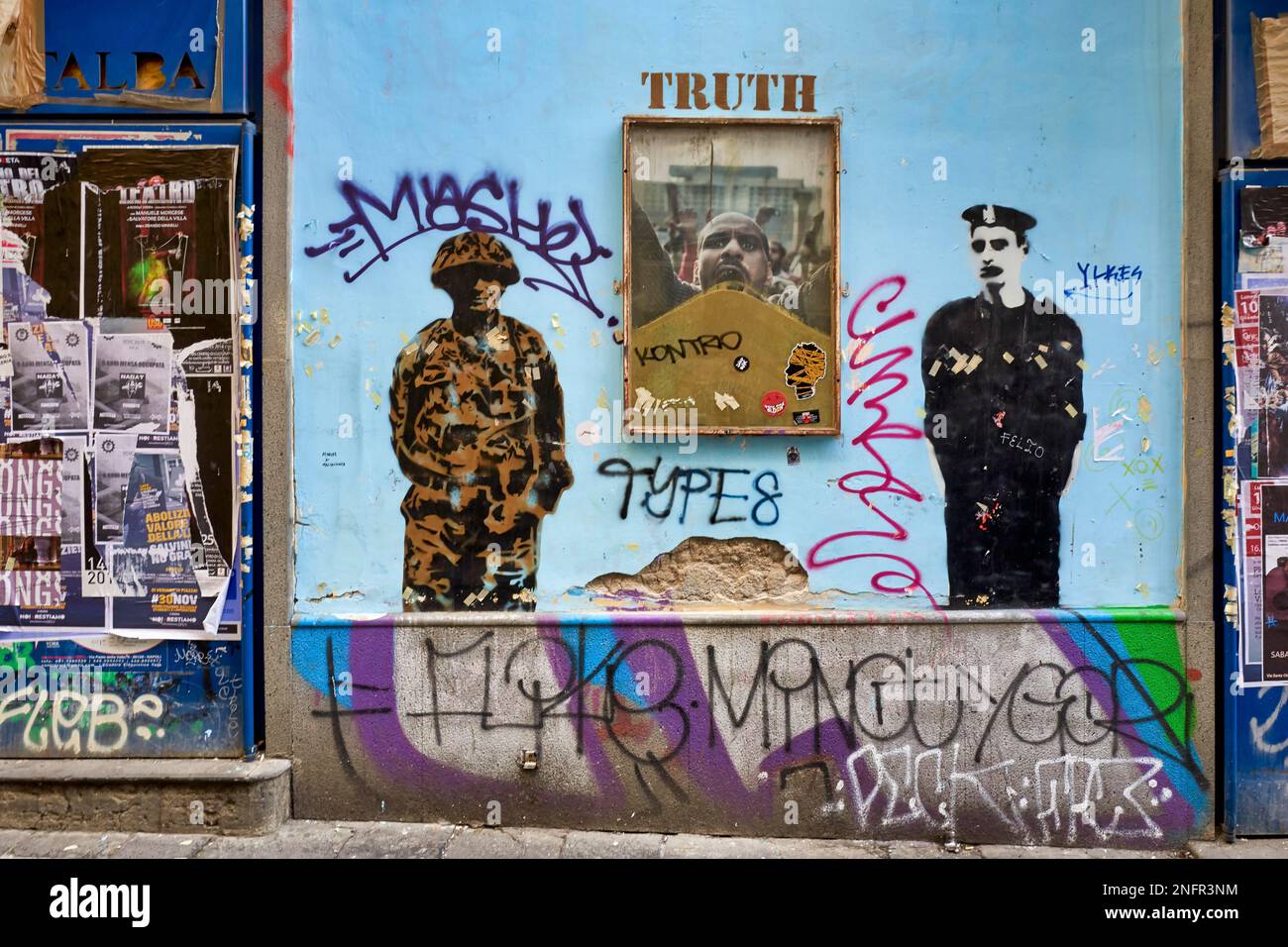 Naples Campania Italy. Street Art Graffiti mural downtown Stock Photo ...