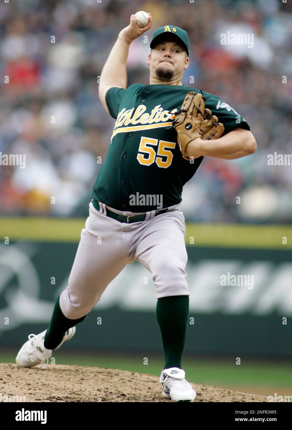 Oakland Athletics pitcher Joe Blanton throws during an MLB baseball ...