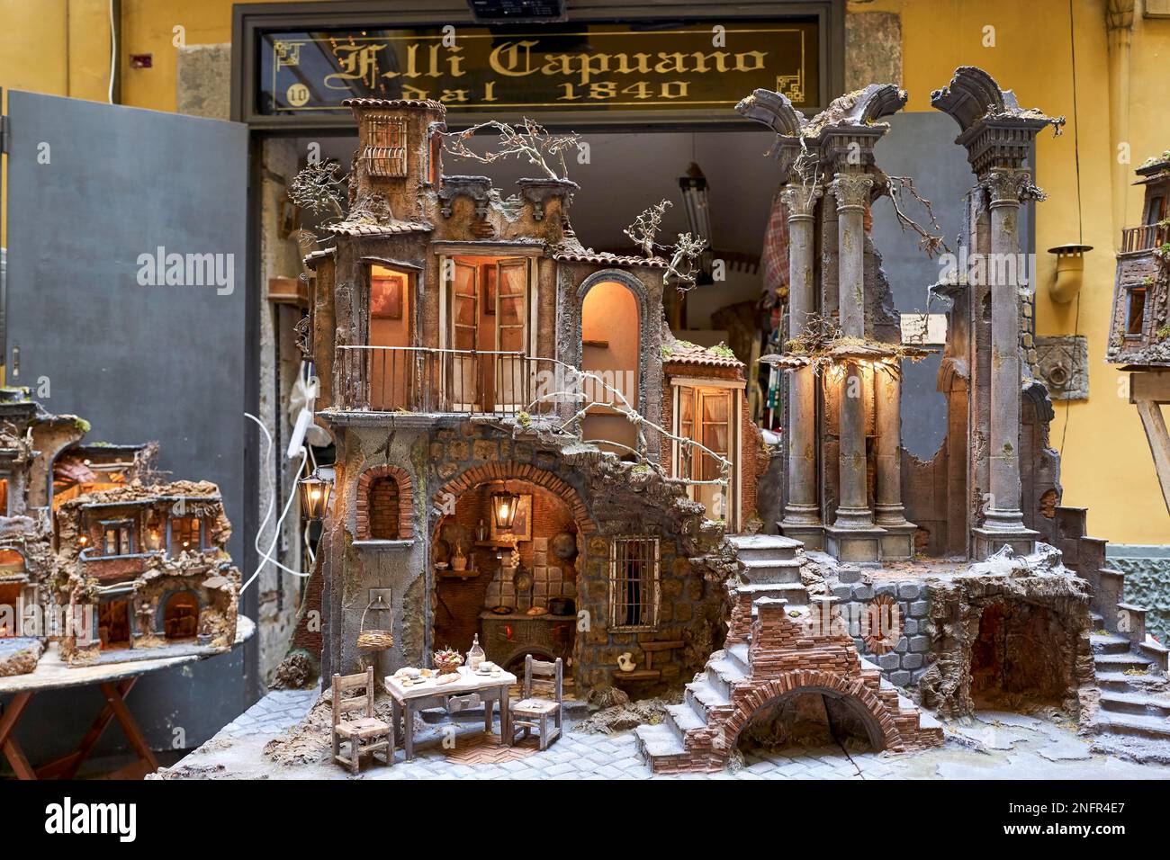 Naples Campania Italy. Hand crafted Christmas Nativity Scene in the ...