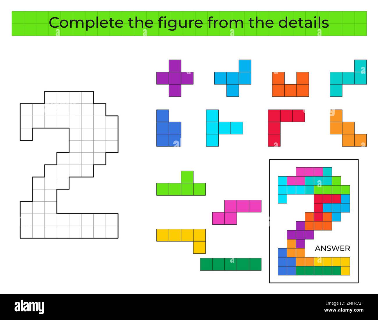Complete the figure. Puzzle game with number 2 Stock Vector Image & Art ...