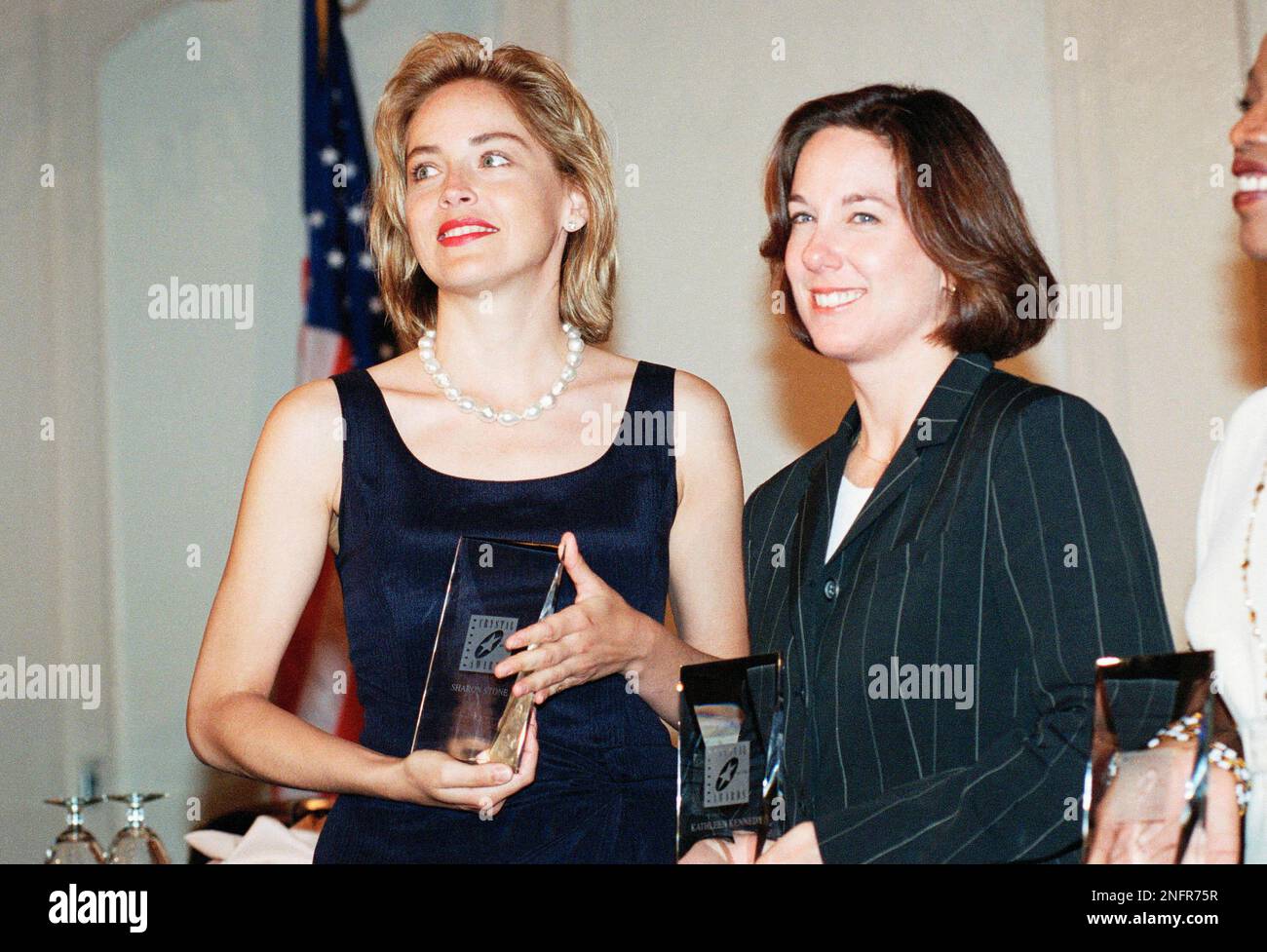 Actress Sharon Stone, poses at a news conference preceding the Women in ...
