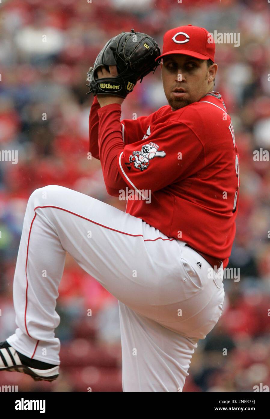 Cincinnati Reds pitcher Aaron Harang pitches against the Milwaukee ...