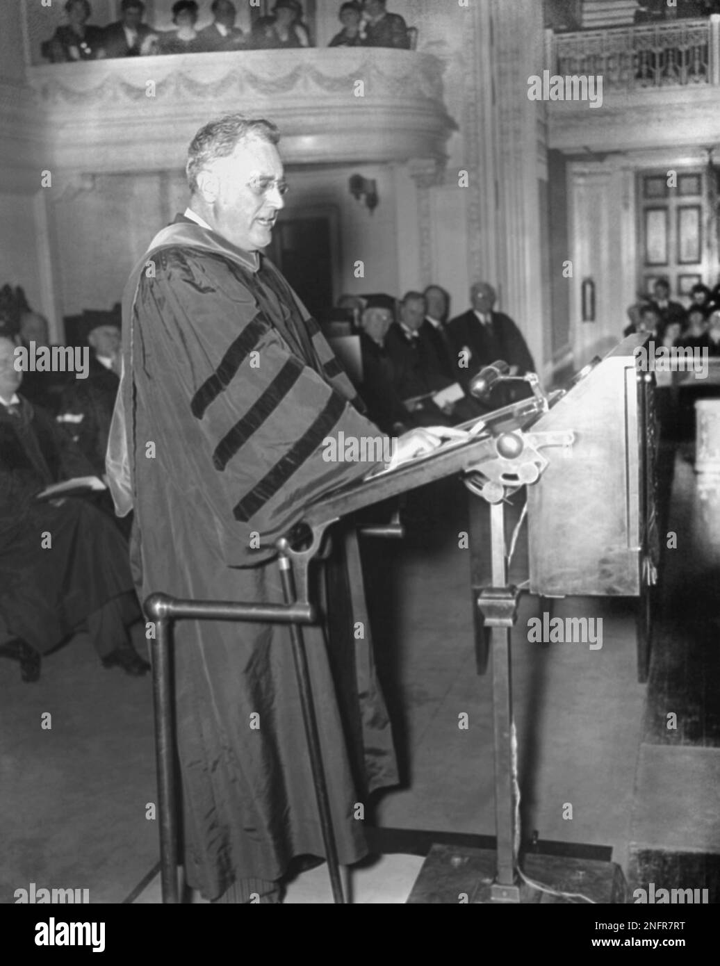 President Franklin D. Roosevelt speaks at exercises at the American ...