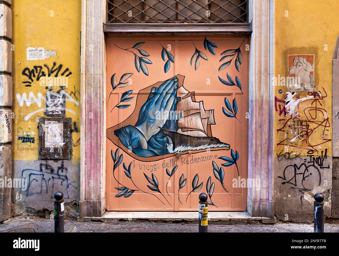 Naples Campania Italy. Street Art Graffiti mural downtown Stock Photo ...