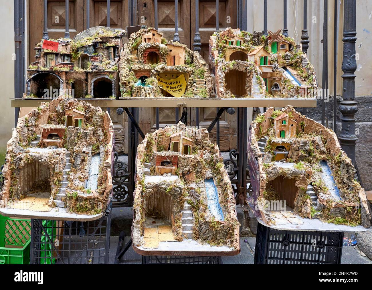 Naples Campania Italy. Hand crafted Christmas Nativity Scene in the ...