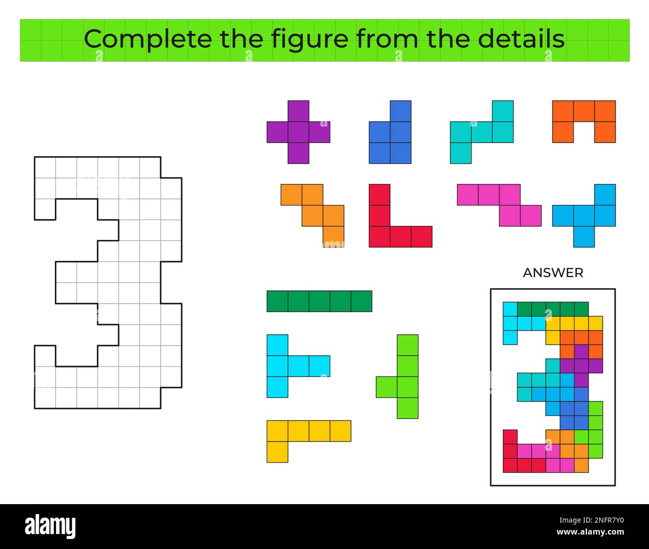 Complete the figure. Puzzle game with number 3 Stock Vector Image & Art ...