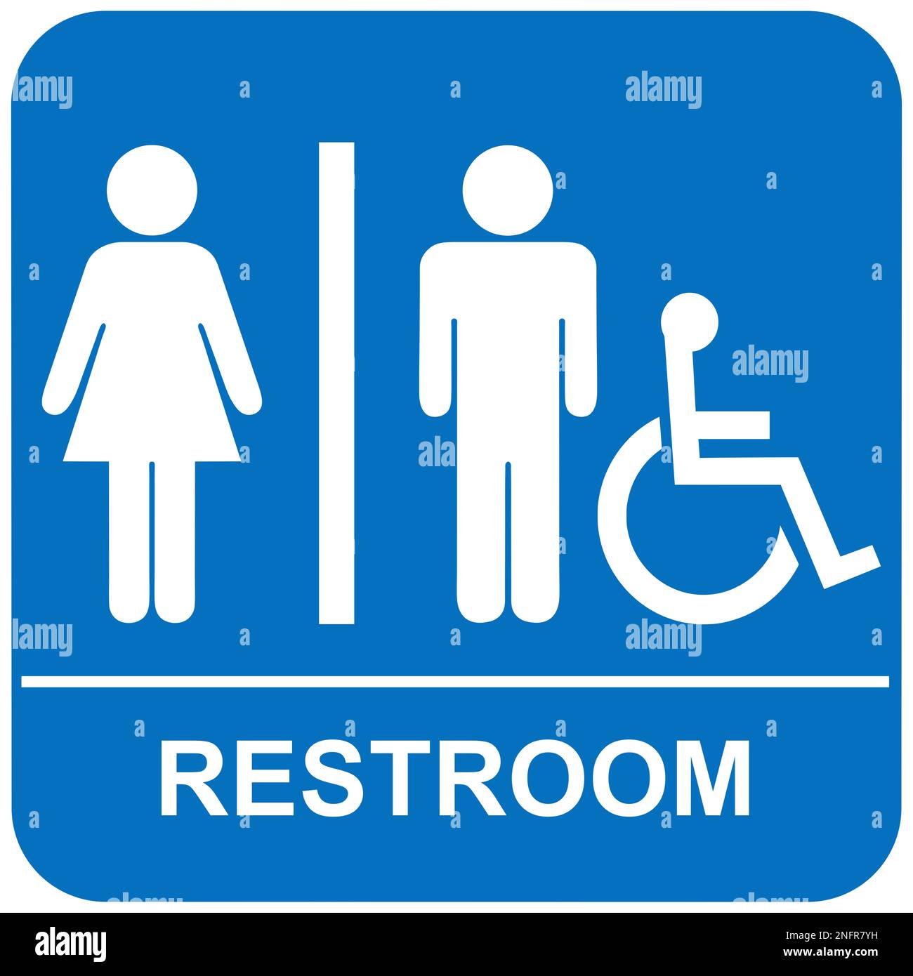 Male female and disabled restrooms sign Stock Photo - Alamy