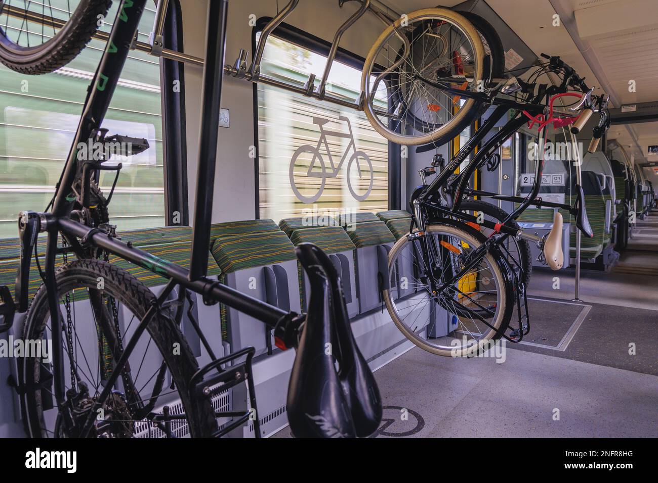 Bicycle racks in train of Masovian Railways - Koleje Mazowieckie train ...