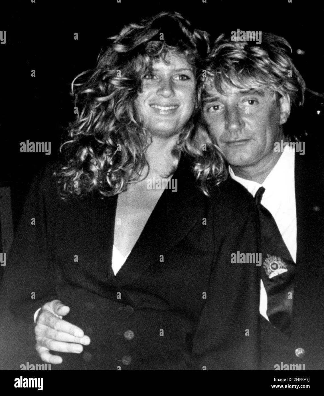 Rock star Rod Stewart with fiancé Rachel Hunter after a Halloween party ...