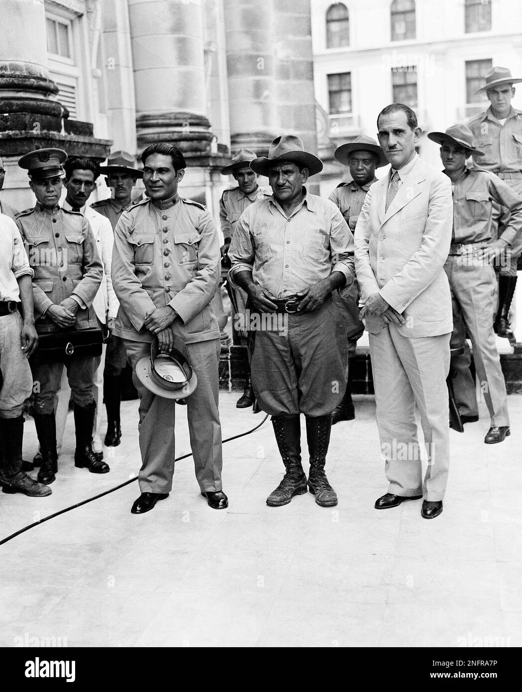 Captain Juan Blas Hernandez, center, rebel leader from Oriente Province ...