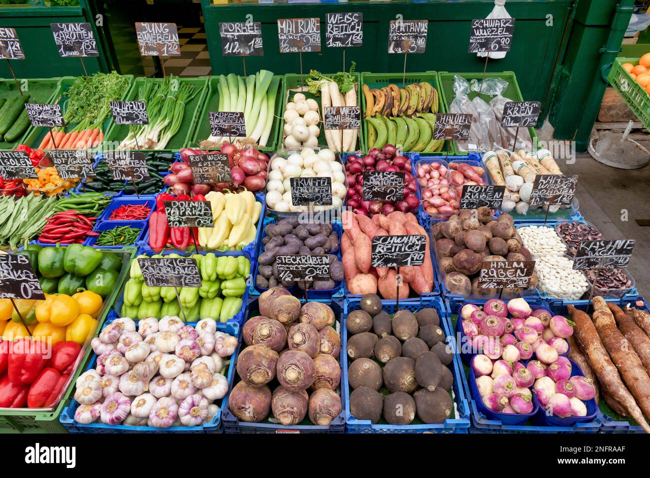 Greengrocer at Naschmarkt the oldest market in Vienna Austria Stock ...